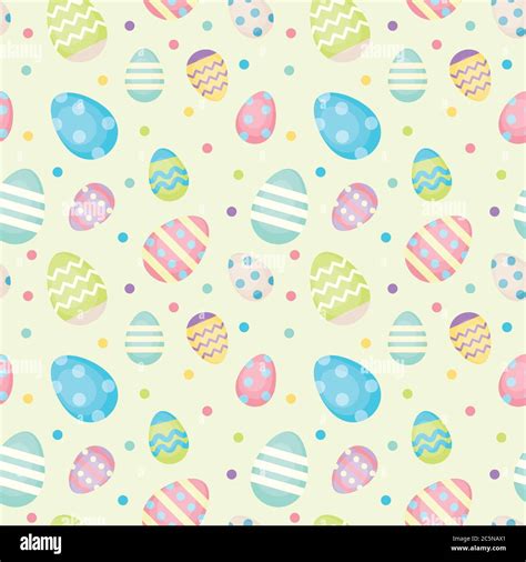 Easter Eggs Decorated Eggs Vector Seamless Pattern In Pastel Colors
