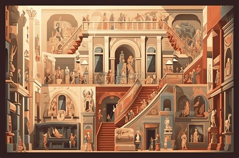探索博物馆的不同楼层插画图片下载 正版图片600039638 摄图网