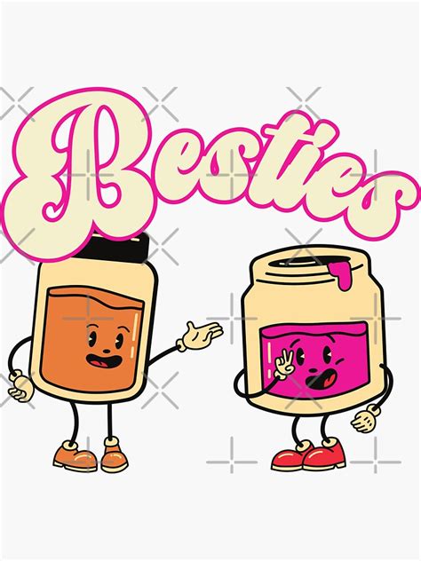 Besties Matching Peanut Butter And Jelly Funny Pairing Sticker By