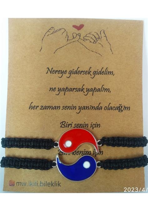 MW Yin Yang Eş Sevgili En İyi Arkadaş Bilekliği 2 li Ayarlanabilir