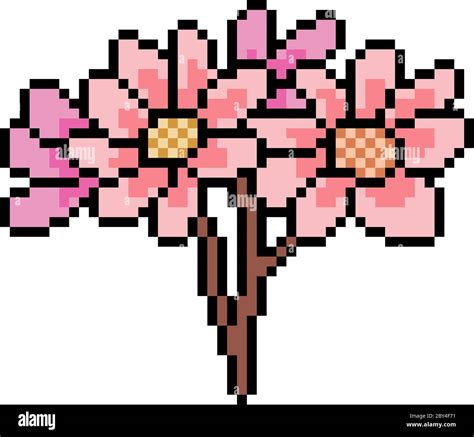 Vector Pixel Art Flower Isolated Stock Vector Image Art Alamy
