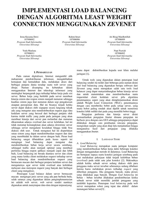pdf implementasi load balancing dengan algoritma least weight connection menggunakan zevenet