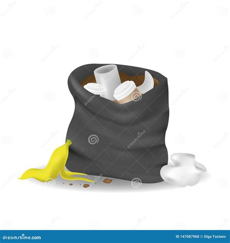 Abierto Negro Del Bolso De Basura Aislado En El Fondo Blanco