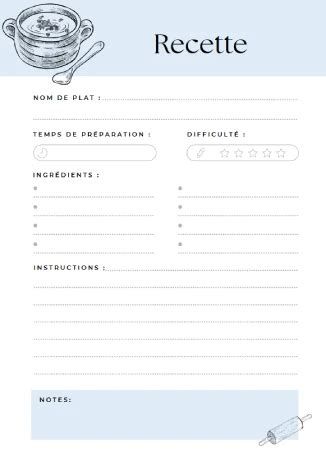 Fiches De Recettes Vierges Word PDF Gratuit