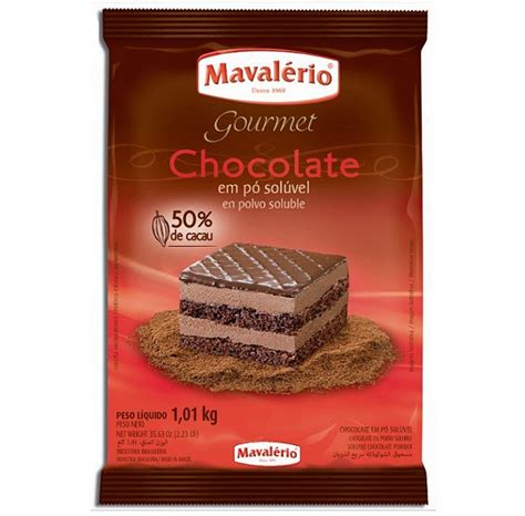 Chocolate em Pó Solúvel 50 Cacau 1 Kg Mavalério Rizzo Confeitaria