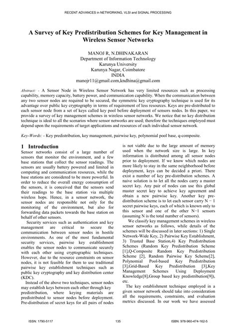 pdf a survey of key predistribution schemes for key management in wireless sensor networks