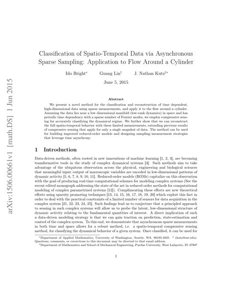 pdf classification of spatio temporal data via asynchronous sparse sampling application to