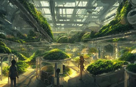 Concept Art Of A Lush Indoor Hydroponics Lab In A Far Stable Diffusion