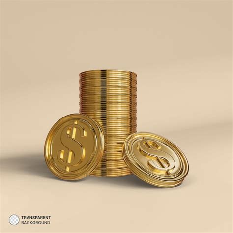 Signo de dólar icono de moneda de oro render 3d aislado Archivo PSD
