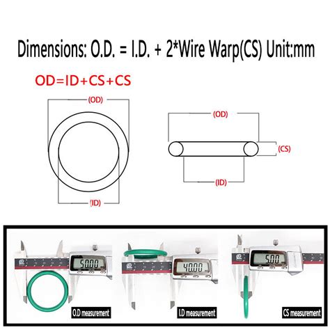 5 7mm Cross Section O Rings Rubber Seals O Ring Green Metric FKM 28mm