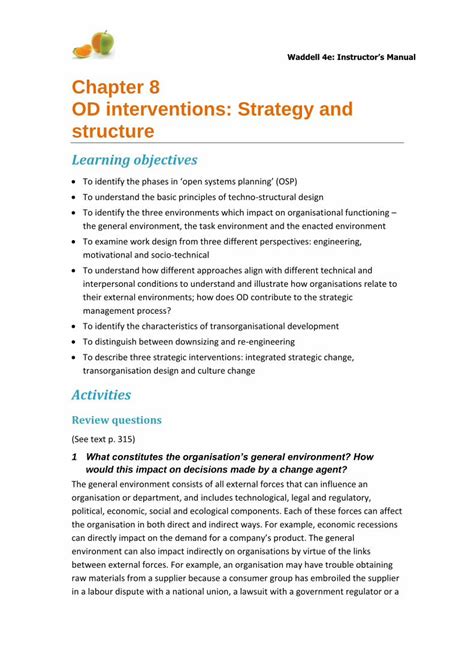 pdf chapter 8 od interventions strategy and structurechapter 8 od interventions strategy and