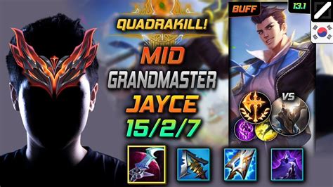 천상계 미드 제이스 템트리 룬 월식 정복자 GrandMaster Jayce Mid vs Pantheon 롤 KR 13 1