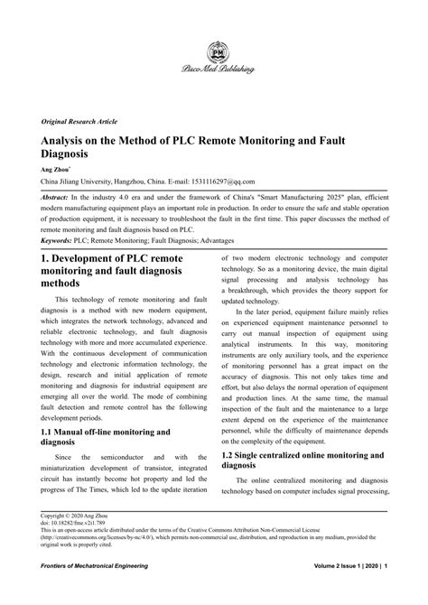 pdf analysis on the method of plc remote monitoring and fault diagnosis