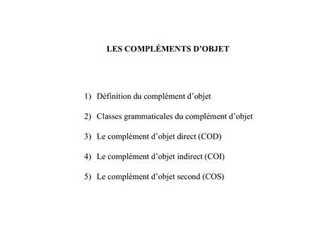 Les compléments d objets