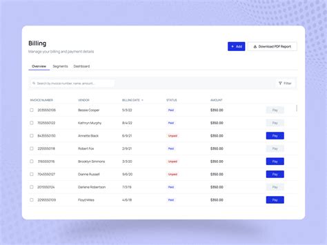 Billing Table Overview By Jahid On Dribbble