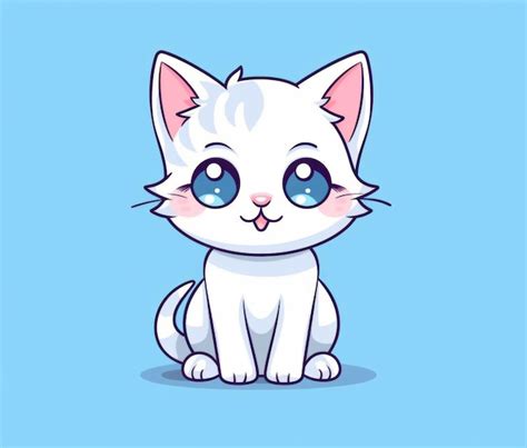 Un Gato De Dibujos Animados Con Ojos Azules Se Sienta Sobre Un Fondo