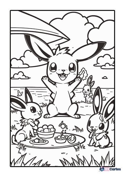 Évoli Pokémon Dessin à imprimer Gratuit