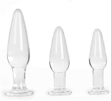 Aptitan 3 Pieces Glass Butt Plug Set Crystal Butt Plug Training Kit With Smooth Flat