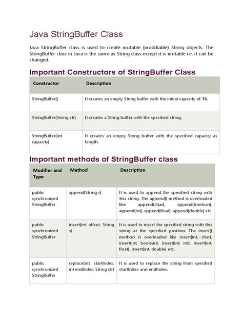 stringbuffer class pdf string computer science constructor object oriented programming