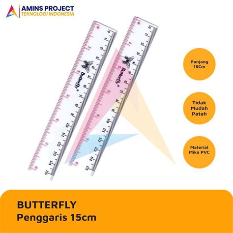 PENGGARIS GARISAN BUTTERFLY 15 CM MIKA PVC 1 PCS MURAH