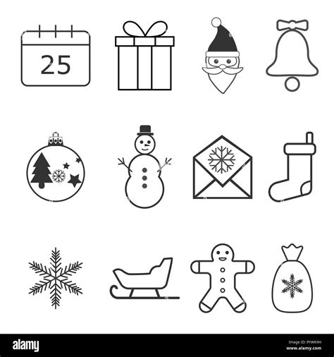 Christmas Icons Set Vector Illustrations Flat Design Stock Vector