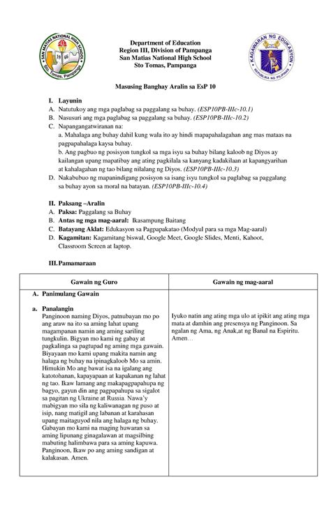Detailed Lesson Plan In Contemporary Philippine Arts From The Regions