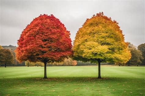 árboles con hojas multicolores en el parque Foto Premium
