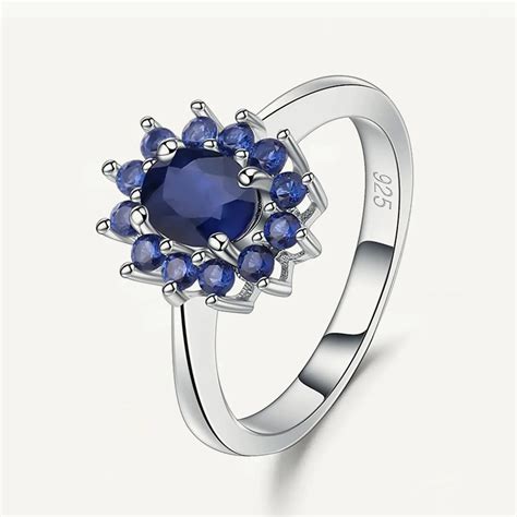 Gem S Ballet Anillo De Plata De Primera Ley Y Zafiro Azul Natural Para