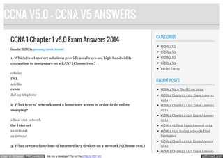 Ccnav5 Net Ccna 1 Chapter 1 V5 0 Exam Answers 2014 PPT
