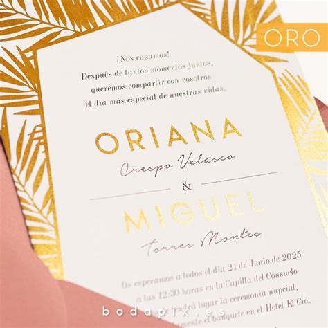 Invitación de boda oro Sunshine desde 1 25 Bodapix