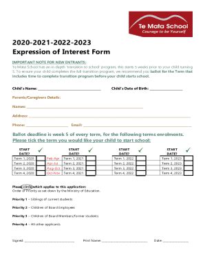 Fillable Online 2020 2021 2022 2023 Expression Of Interest Form Fax