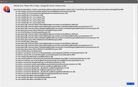 start failed internal error recovering ide to the working state after the critical startup