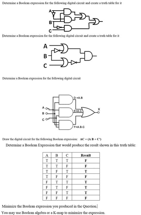 solved determine a boolean expression for the following