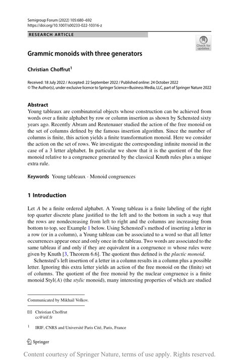 grammic monoids with three generators request pdf