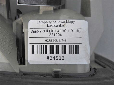 LAMPA LEWA TYLNA TYŁ KLAPY SAAB 9 3 II LIFT Shrot pl