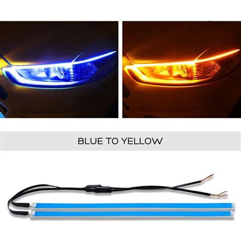 Buy Slim Amber Sequential Flexible Led Drl Strip Headlight Daytime