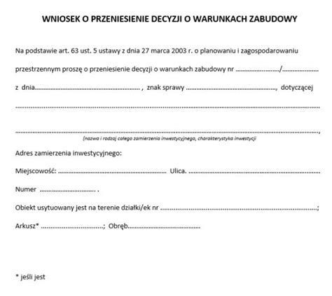 Jak wypełnić wniosek o przeniesienie decyzji o Warunkach Zabudowy