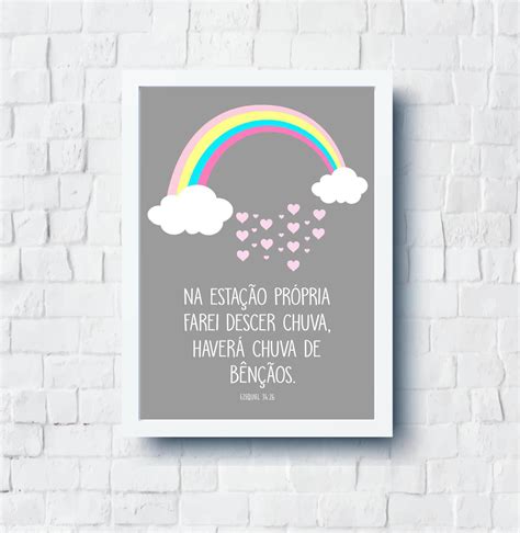 Quadro Infantil Arco íris Chuva de Bênçãos Elo7