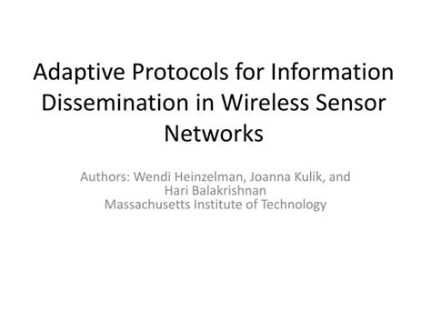 ppt adaptive protocols for information dissemination in wireless sensor networks powerpoint