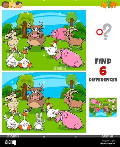 Ilustración de dibujos animados de encontrar diferencias entre imágenes