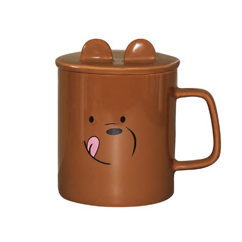 We Bare Bears Collection Ceramic Mug With Lid 360mL Grizz MINISO