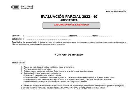 Evaluación Parcial unidades 1 y 2 2022 m Rúbrica de evaluación