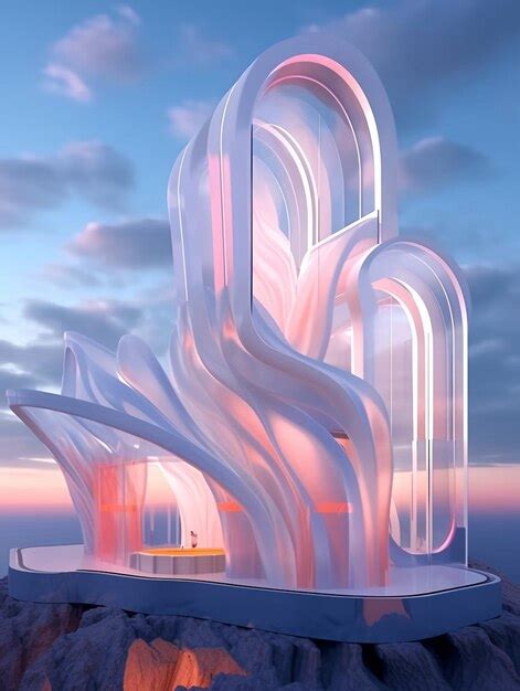 Premium AI Image Futuristic Architecture Of A House On A Cliff