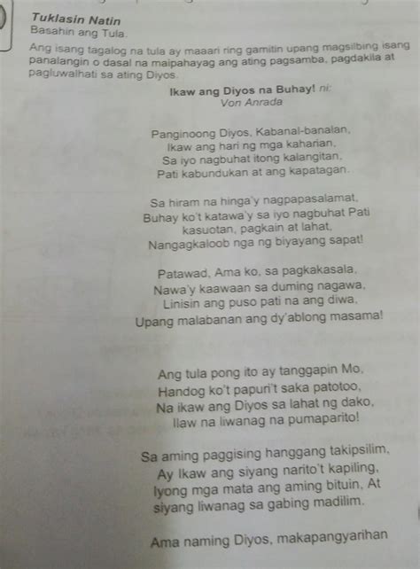 Sagutin Ang Sumusunod Na Tanong 1 Ano Ang Mensahe Ng Tula Ikaw Ang