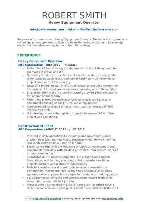 Building Operator Resume Sample
