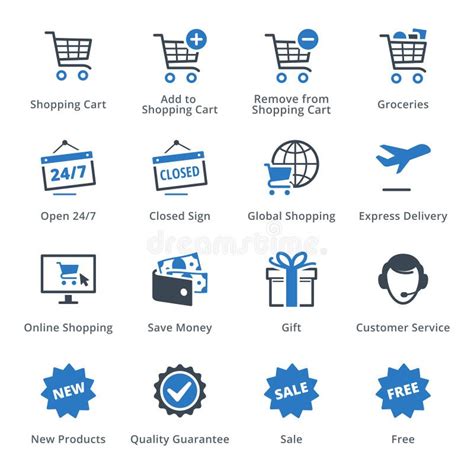 E Commerce Icons Set 2 Blue Series Stock Vector Illustration Of