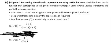 solved find the time domain function that corresponds to the