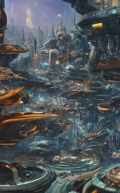 A Space Fantasy City Of Archologies Concept Art In The Stable
