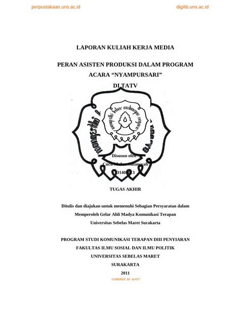 Pdf Laporan Kuliah Kerja Media Peran Asisten Produksi Dokumen Tips