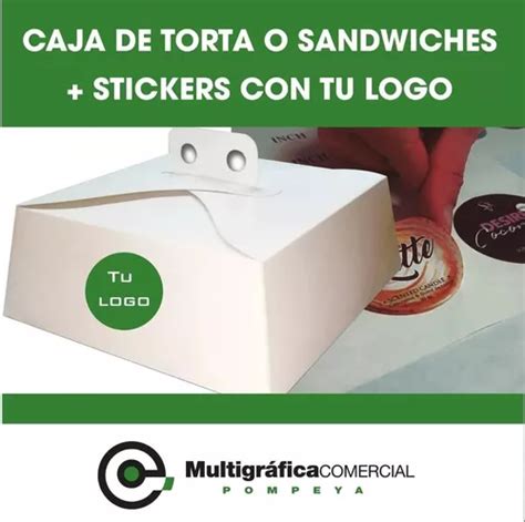 Caja De Torta 30x30x10 Stickers Con Tu Logo X 100 Unidades En Venta